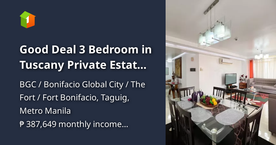 Good Deal 3 Bedroom in Tuscany Private Estate, McKinley Hill for Sale ...