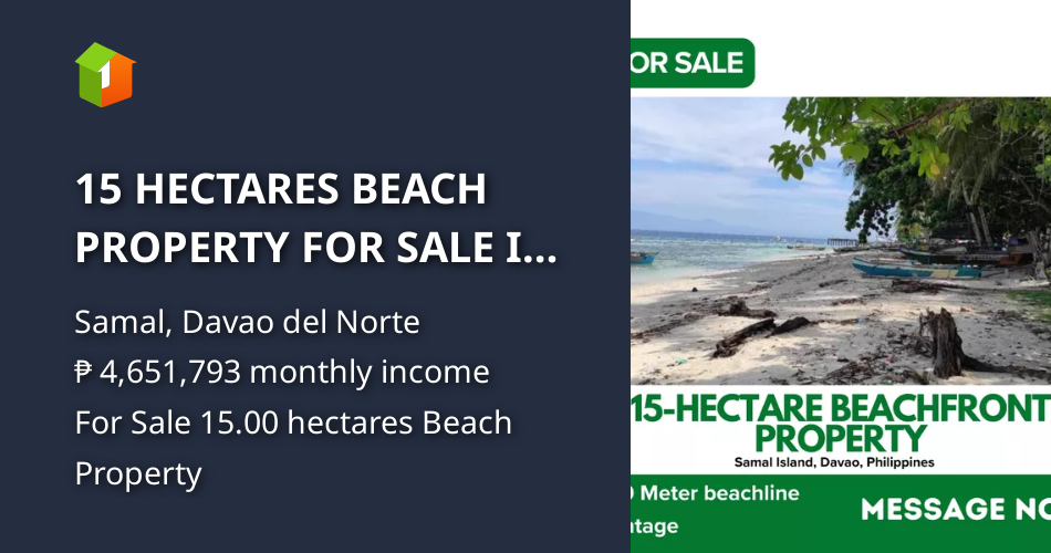 15 HECTARES BEACH PROPERTY FOR SALE IN SAMAL , DAVAO, PHILIPPINES [Beach Properties 🏖️] (October ...