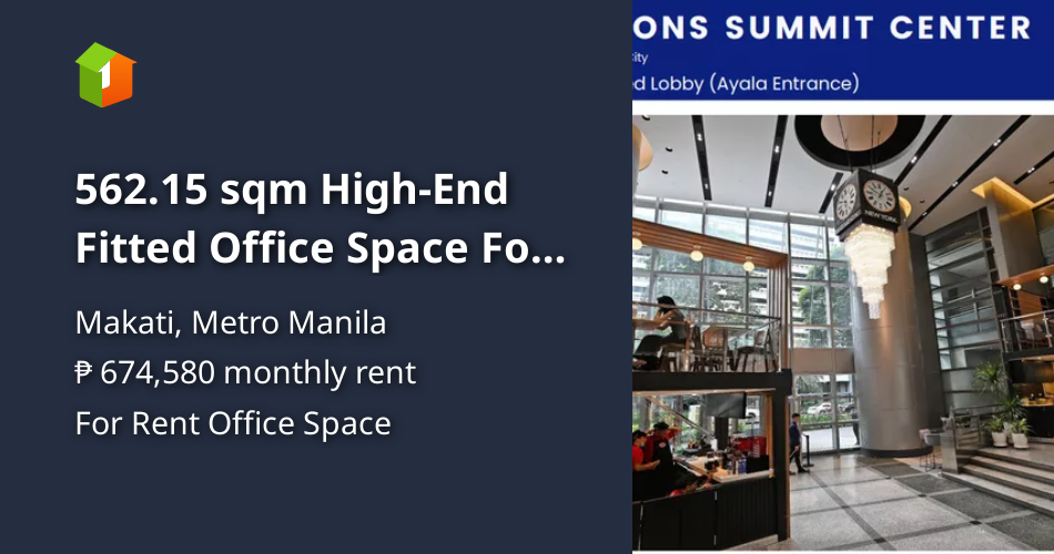 562.15 sqm High-End Fitted Office Space For Lease - Robinsons Summit ...