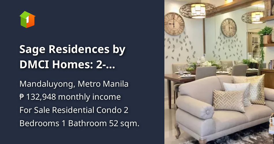 Sage Residences by DMCI Homes: 2-Bedroom Condominium for Sale in ...