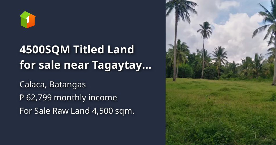 4500SQM Titled Land for sale near Tagaytay at Calaca city Batangas ...