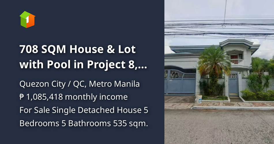 708 SQM House & Lot with Pool in Project 8, QC Near Congressional Ave ...