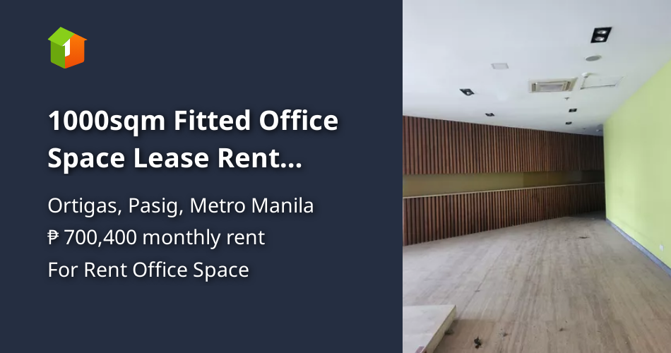 1000sqm Fitted Office Space Lease Rent Affordable Ortigas Center Pasig ...