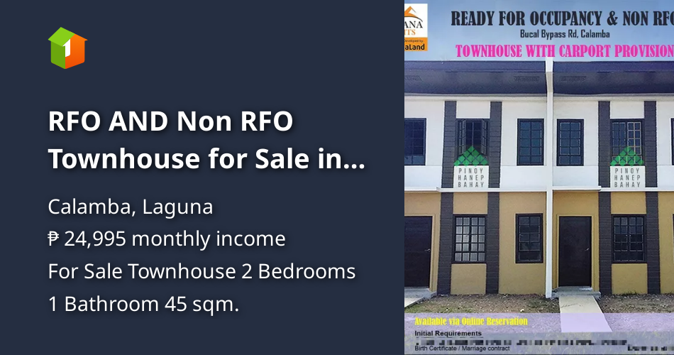 RFO AND Non RFO Townhouse for Sale in Calamba Laguna [Houses and Lots 🏘 ...