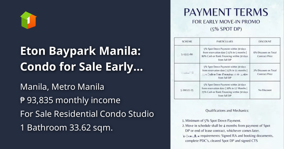 Eton Baypark Manila: Condo for Sale Early occupancy move-in PROMO with ...