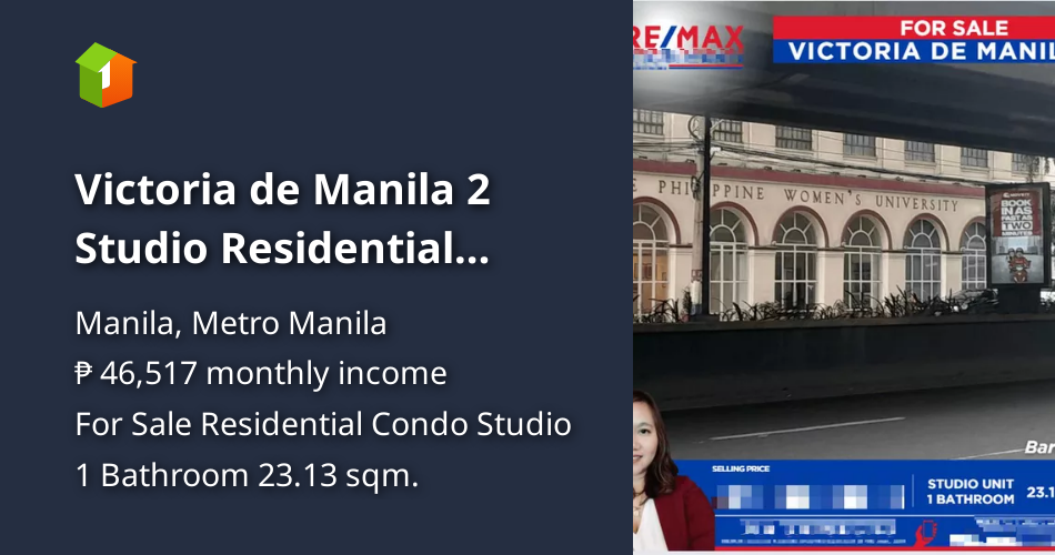 Victoria de Manila 2 Studio Residential Condo For Sale in Manila ...