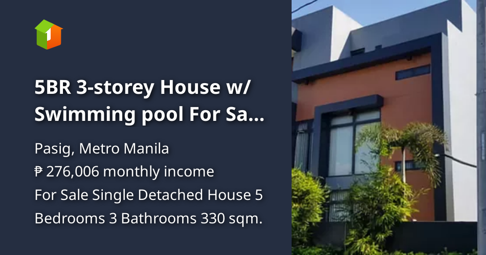 5BR 3-storey House w/ Swimming pool For Sale in Pasig Metro Manila ...