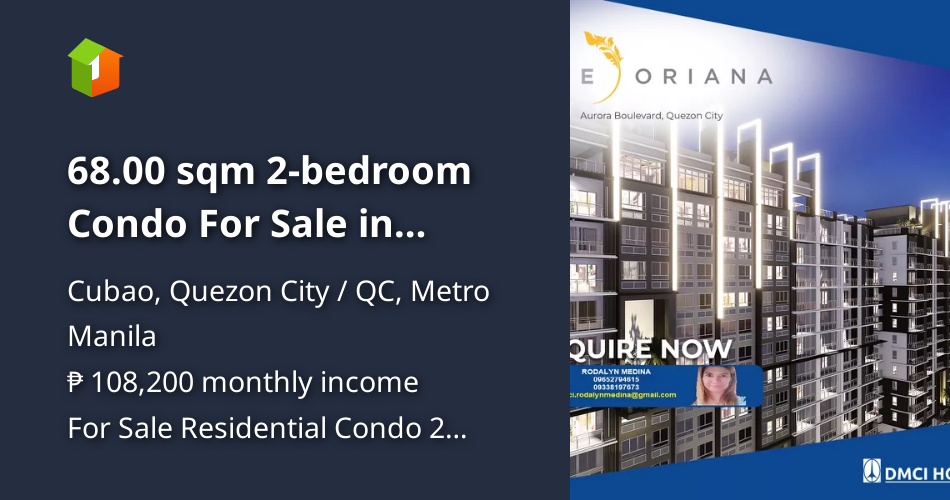 68.00 sqm 2-bedroom Condo For Sale in Cubao Quezon City / QC [Condos 🏙️ ...
