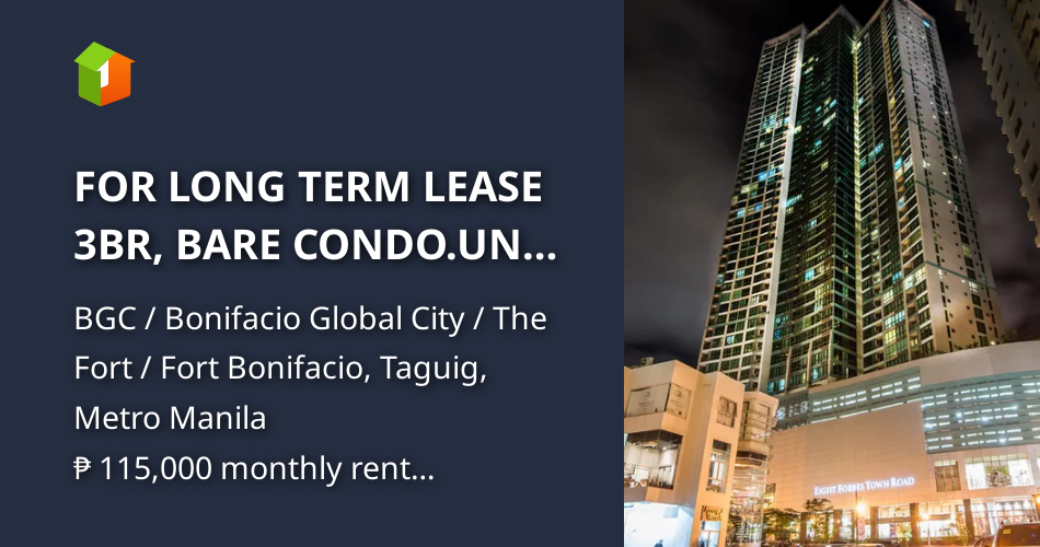 FOR LONG TERM LEASE 3BR, BARE CONDO.UNIT W/ BALCONY [Condos 🏙️ ...