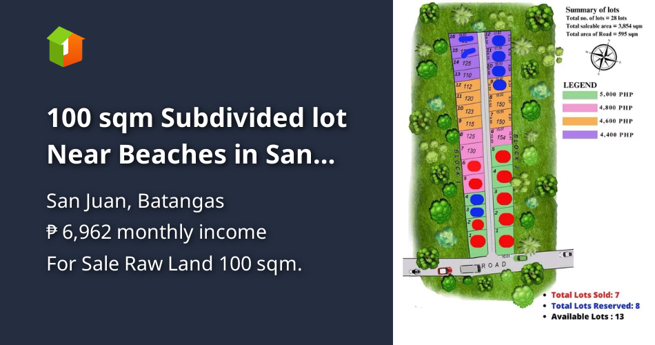 100 sqm Subdivided lot Near Beaches in San Juan Batangas [Lots 🚜 ...