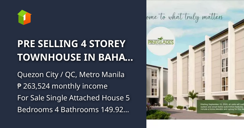 PRE SELLING 4 STOREY TOWNHOUSE IN BAHAY TORO PROJ. 8 QUEZON CITY ...