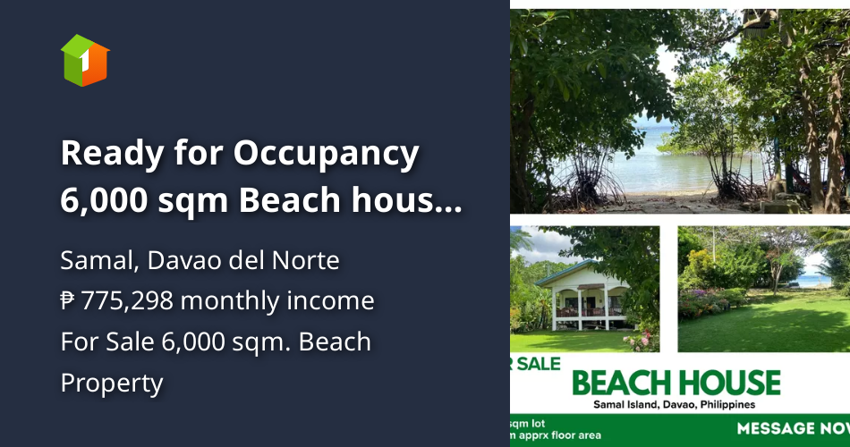 Ready for Occupancy 6,000 sqm Beach house Property For Sale in Samal Davao del Norte [Beach ...