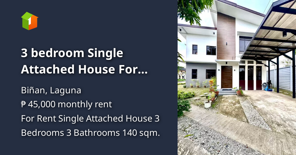 3 bedroom Single Attached House For Rent in Binan Laguna [Houses and ...
