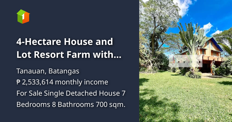 4-Hectare House and Lot Resort Farm with Swimming Pool For Sale in ...
