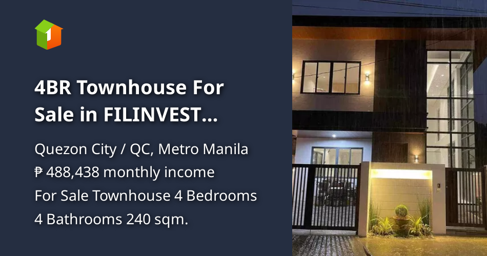 4BR Townhouse For Sale in FILINVEST Quezon City / QC Metro Manila ...