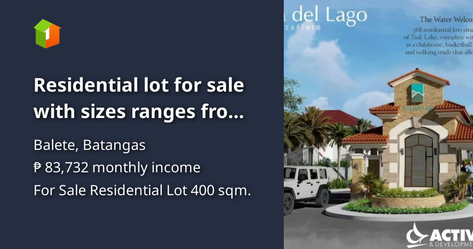 Residential lot for sale with sizes ranges from 400 to 1,445 sq.m [Lots ...