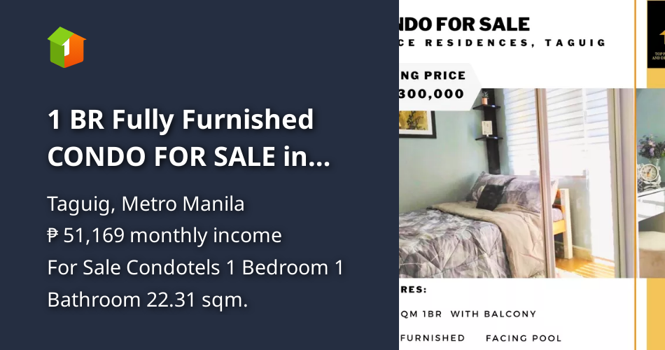 1 BR Fully Furnished CONDO FOR SALE in TAGUIG [Condos 🏙️] (March 2023 ...