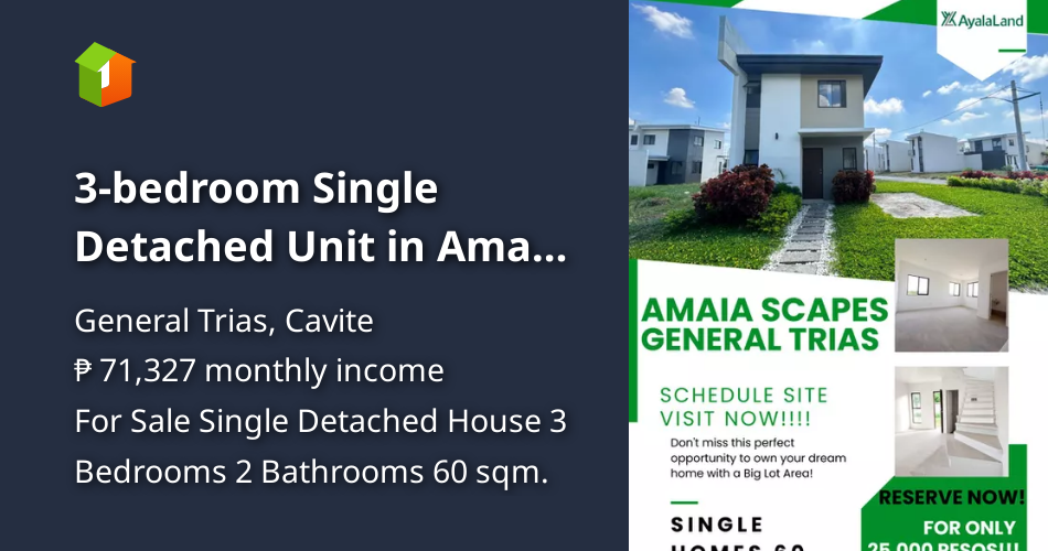 3-bedroom Single Detached Unit in Amaia Scapes General Trias Cavite ...