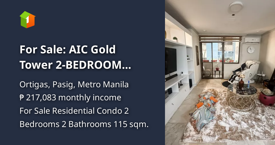 For Sale: AIC Gold Tower 2-BEDROOM Condo with Parking in Ortigas Pasig ...