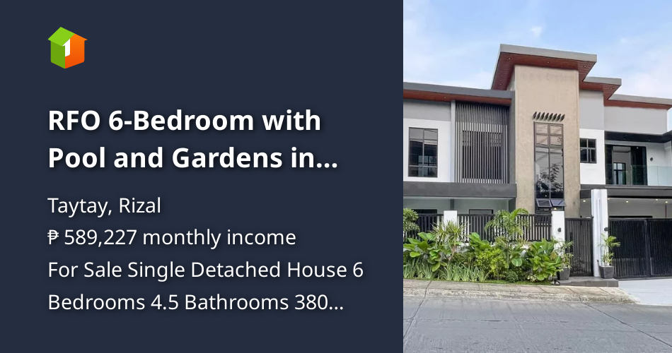 RFO 6-Bedroom with Pool and Gardens in Havila Taytay, Rizal [Houses and ...