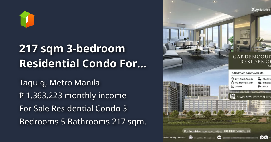 217 sqm 3-bedroom Residential Condo For Sale in Gardencourt Residences ...