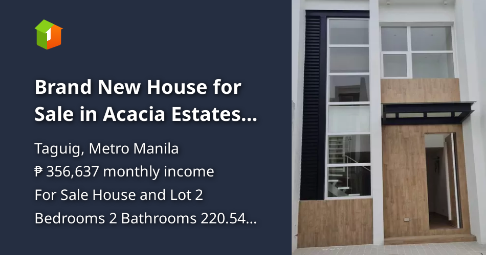Brand New House for Sale in Acacia Estates Taguig [Houses and Lots 🏘️ ...