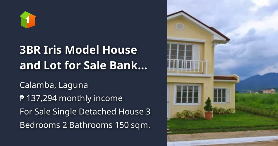 3BR Iris Model House and Lot for Sale Bank financing: Ashton Fields Calamba Laguna Filinvest ...