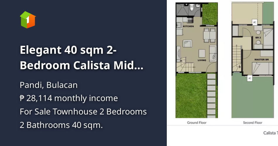 Elegant 40 sqm 2-Bedroom Calista Mid Townhouse Available in PHirst Park ...