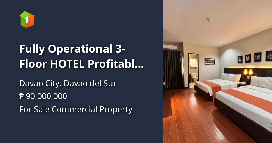 Fully Operational 3-Floor HOTEL Profitable in Downtown Davao City ...