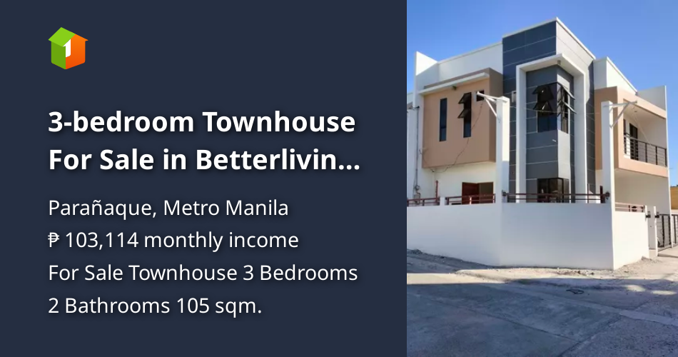 3-bedroom Townhouse For Sale in Betterliving Paranaque Metro Manila [Houses and Lots 🏘️] (March ...