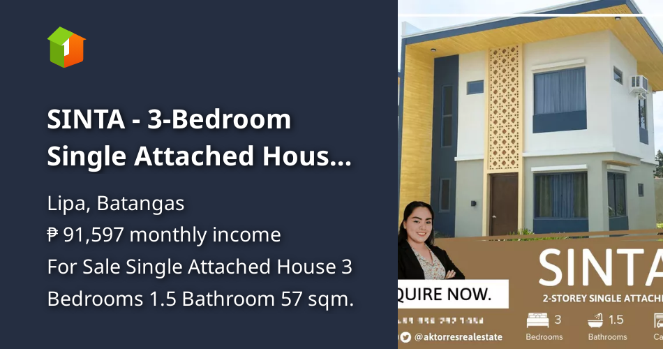 SINTA - 3-Bedroom Single Attached House For Sale in Lipa Batangas ...