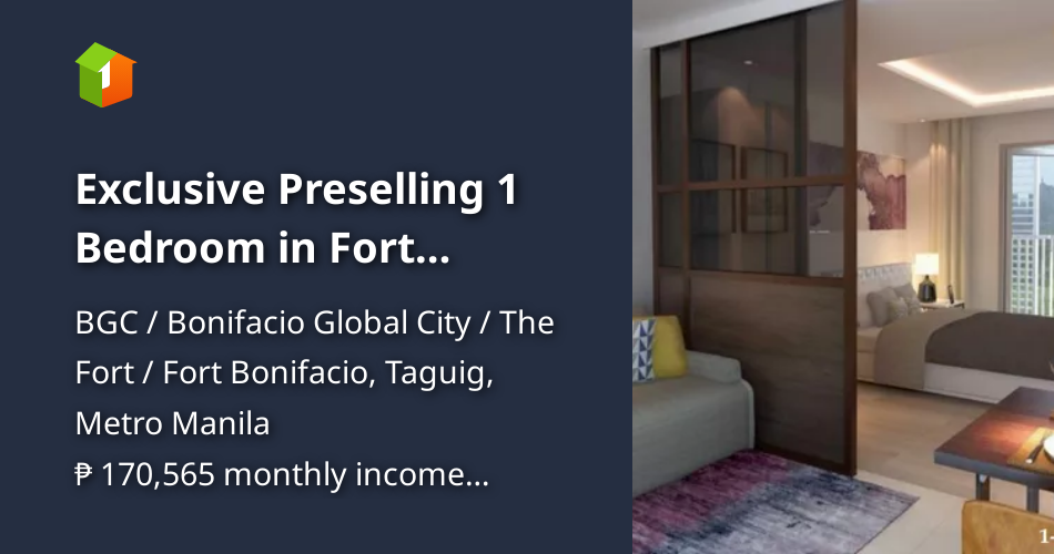 Exclusive Preselling 1 Bedroom in Fort Bonifacio, Taguig (Along BGC ...