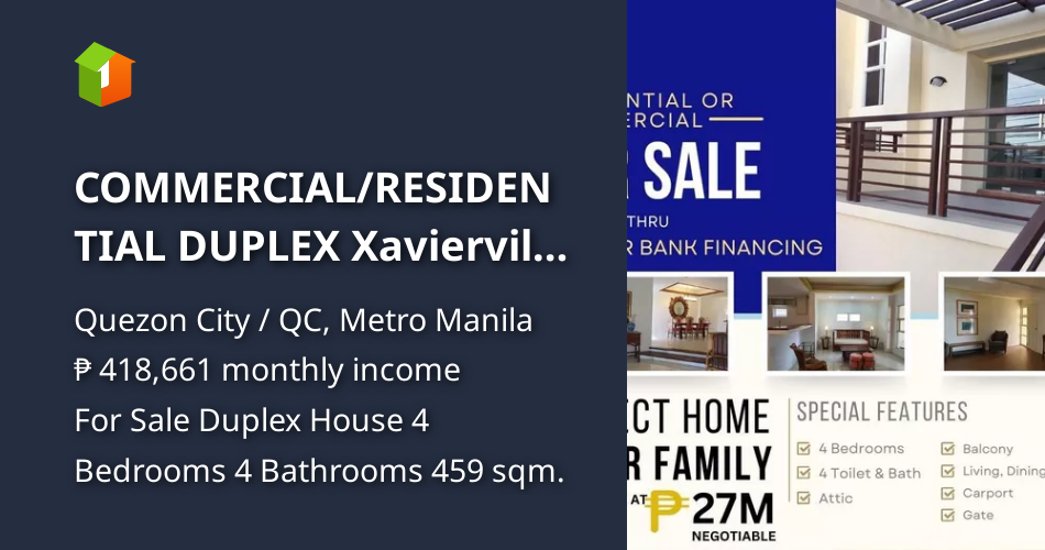 COMMERCIAL/RESIDENTIAL DUPLEX Xavierville Ave, Quezon City Property ...