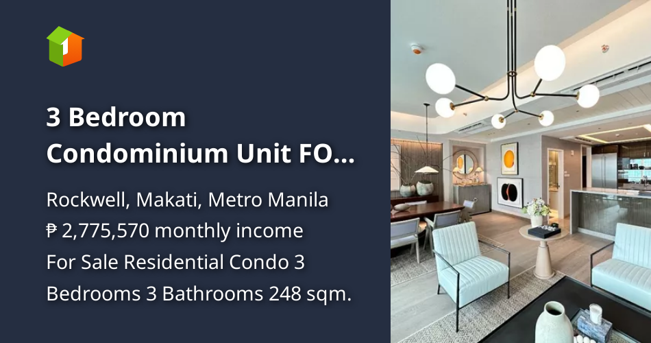 3 Bedroom Condominium Unit FOR SALE in The Balmori Suites Rockwell ...
