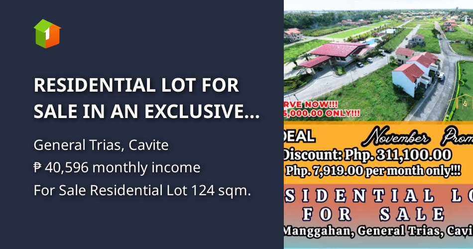 RESIDENTIAL LOT FOR SALE IN AN EXCLUSIVE SUBDIVISION IN GENERAL TRIAS ...