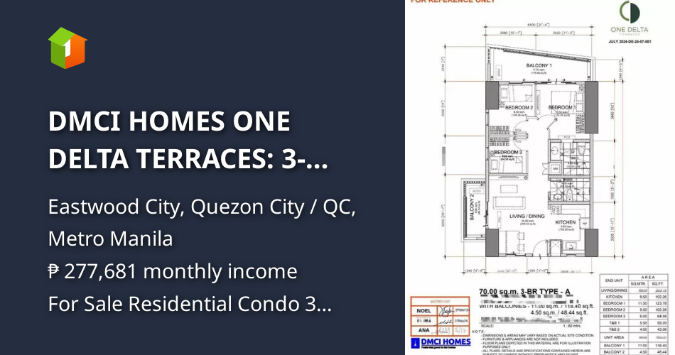 DMCI HOMES ONE DELTA TERRACES: 3-bedroom Residential Condo For Sale in ...