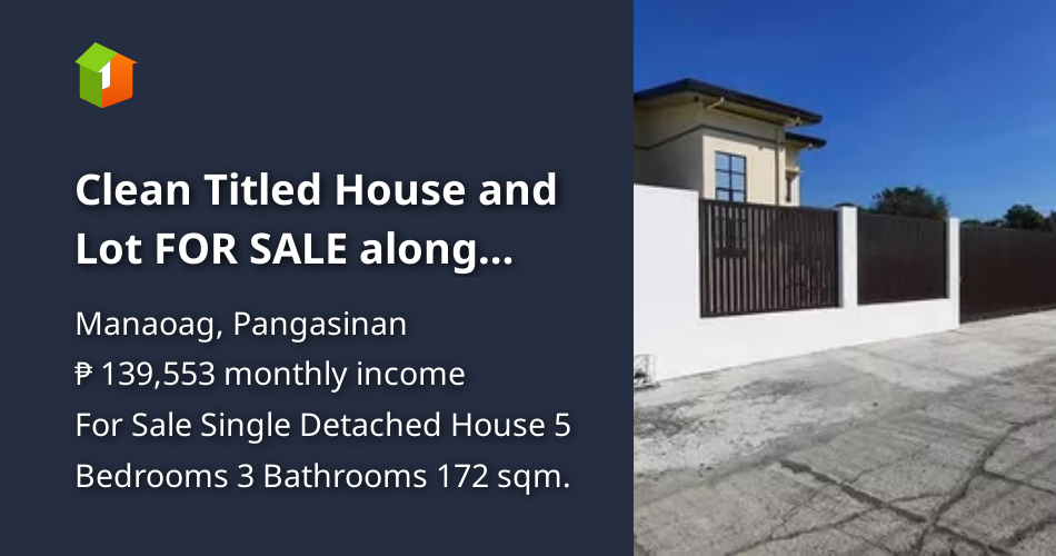 Clean Titled House and Lot FOR SALE along Barangay Road at Manaoag ...