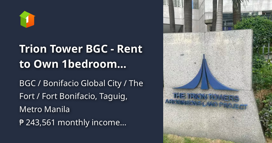 Trion Tower BGC - Rent to Own 1bedroom Condominium [Condos 🏙️] (July ...