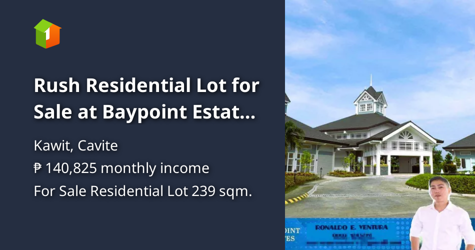 Rush Residential Lot for Sale at Baypoint Estates in front of EVO CITY ...