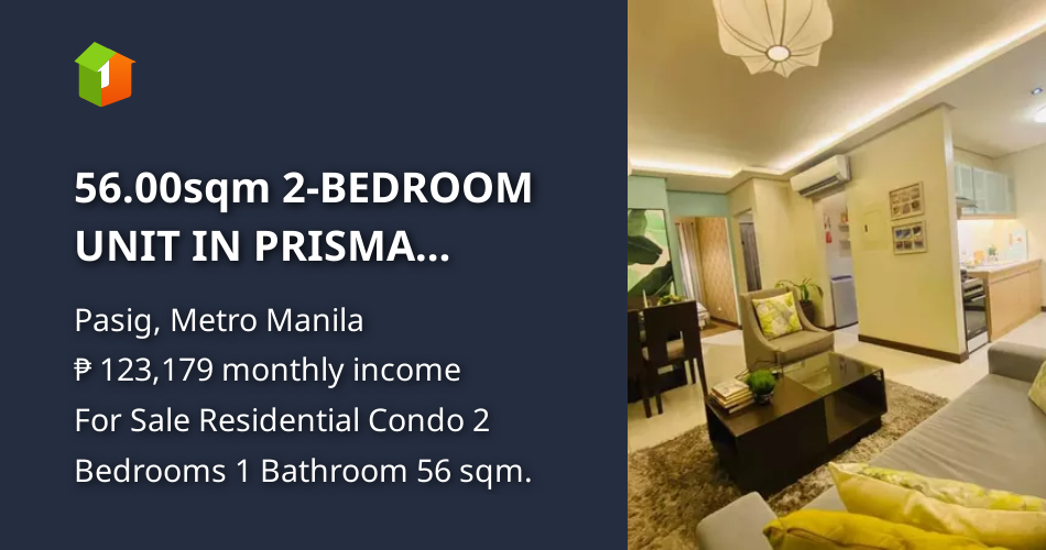 56.00sqm 2-BEDROOM UNIT IN PRISMA RESIDENCES PASIG BLVD [Condos 🏙️ ...