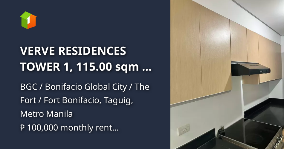VERVE RESIDENCES TOWER 1, 115.00 sqm 2 Bedroom with Balcony and Parking ...