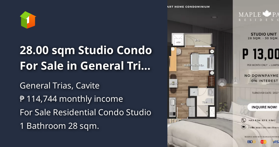 28.00 sqm Studio Condo For Sale in General Trias Cavite [Condos 🏙️] (February 2024) in General ...