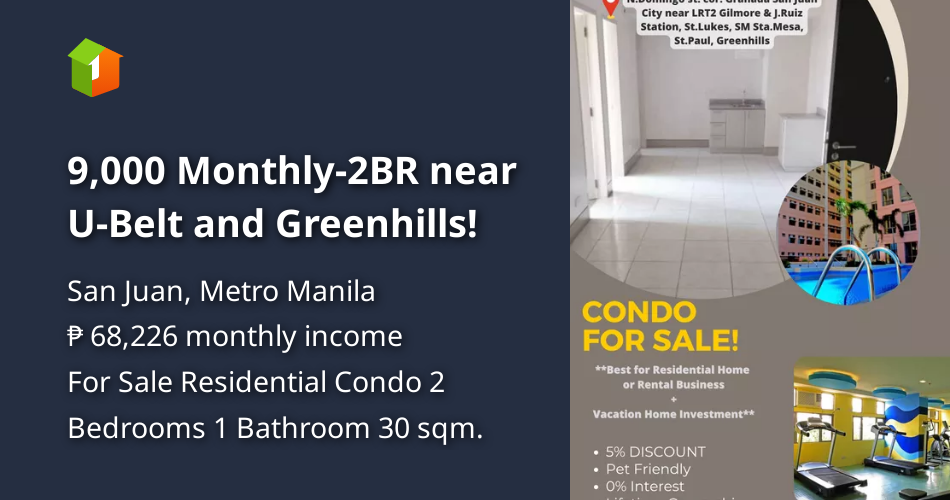 9,000 Monthly-2BR near U-Belt and Greenhills! [Condos 🏙️] (February ...