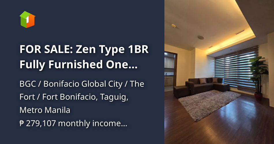 FOR SALE: Zen Type 1BR Fully Furnished One McKinley Place Condominium ...