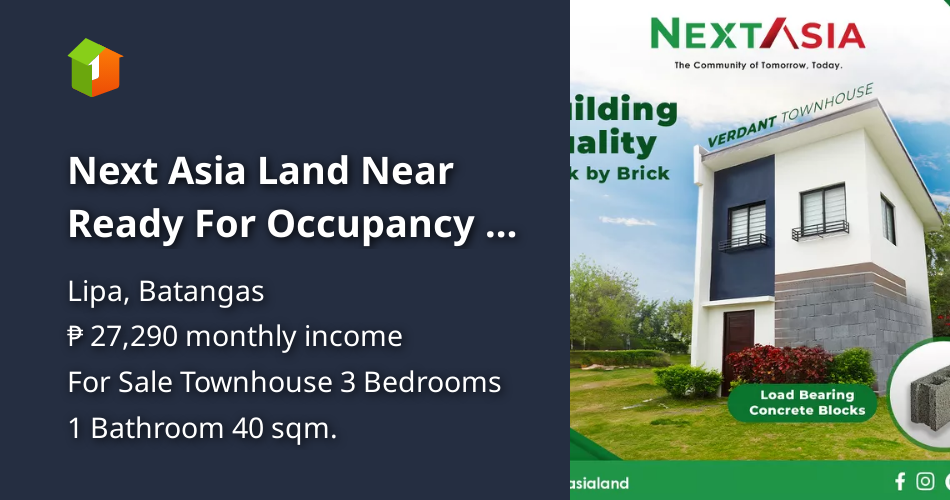 Next Asia Land Near Ready For Occupancy 3-Bedroom Townhouse For Sale in ...
