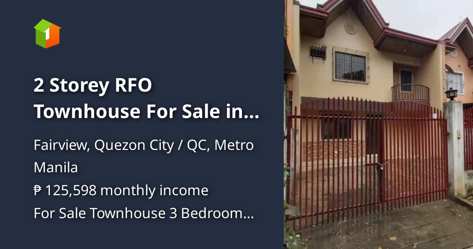 2 Storey RFO Townhouse For Sale in West Fairview Quezon City PH2870 ...