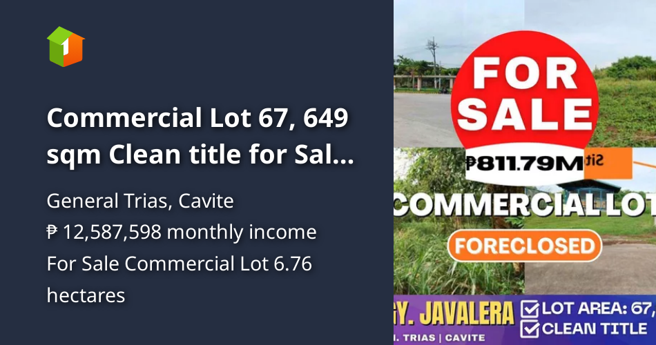 Commercial Lot 67, 649 sqm Clean title for Sale in Gen. Trias Cavite ...