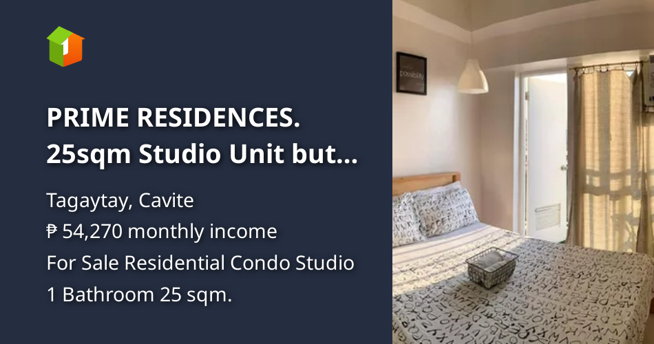 PRIME RESIDENCES. 25sqm Studio Unit but with partition. Fully Furnished ...
