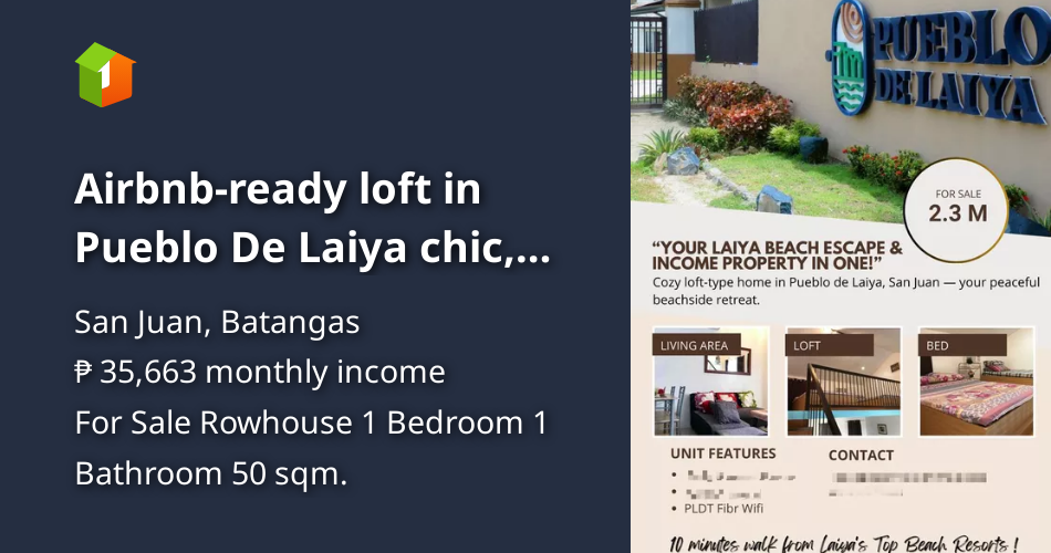 Airbnb-ready loft in Pueblo De Laiya chic, beachside, income-ready ...