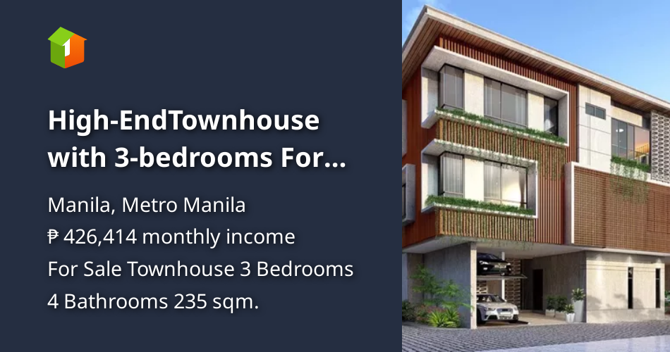 High-EndTownhouse with 3-bedrooms For Sale in Manila [Houses and Lots 🏘 ...